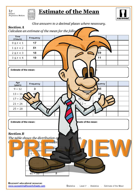 Mean Median And Mode Worksheets | Cazoom Maths
