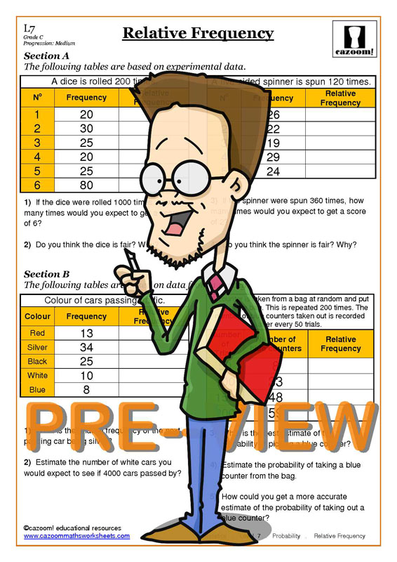 Probability Worksheets KS3 & KS4 | Probability Tree Questions & Answers
