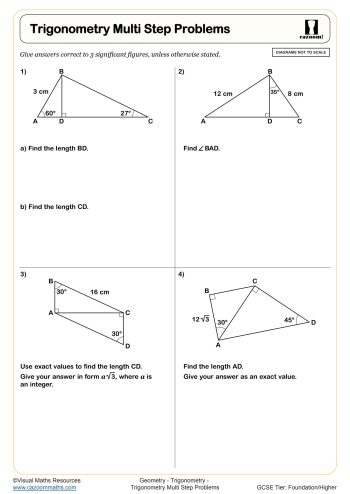 Year 10 Trigonometry Worksheets | PDF Printable Worksheets
